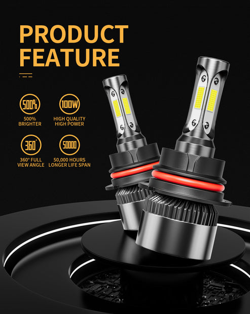 MIFMIA 9007 LED Headlight Bulbs, 15000 Lumens 500% Brighter 9007 Light